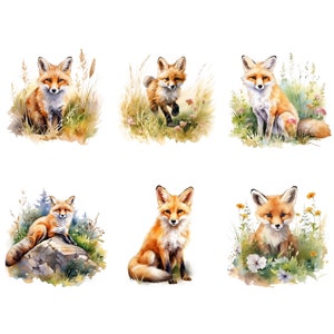 Watercolor Foxes Clipart Bundle Woodland Animals Graphics Forest Animal ...