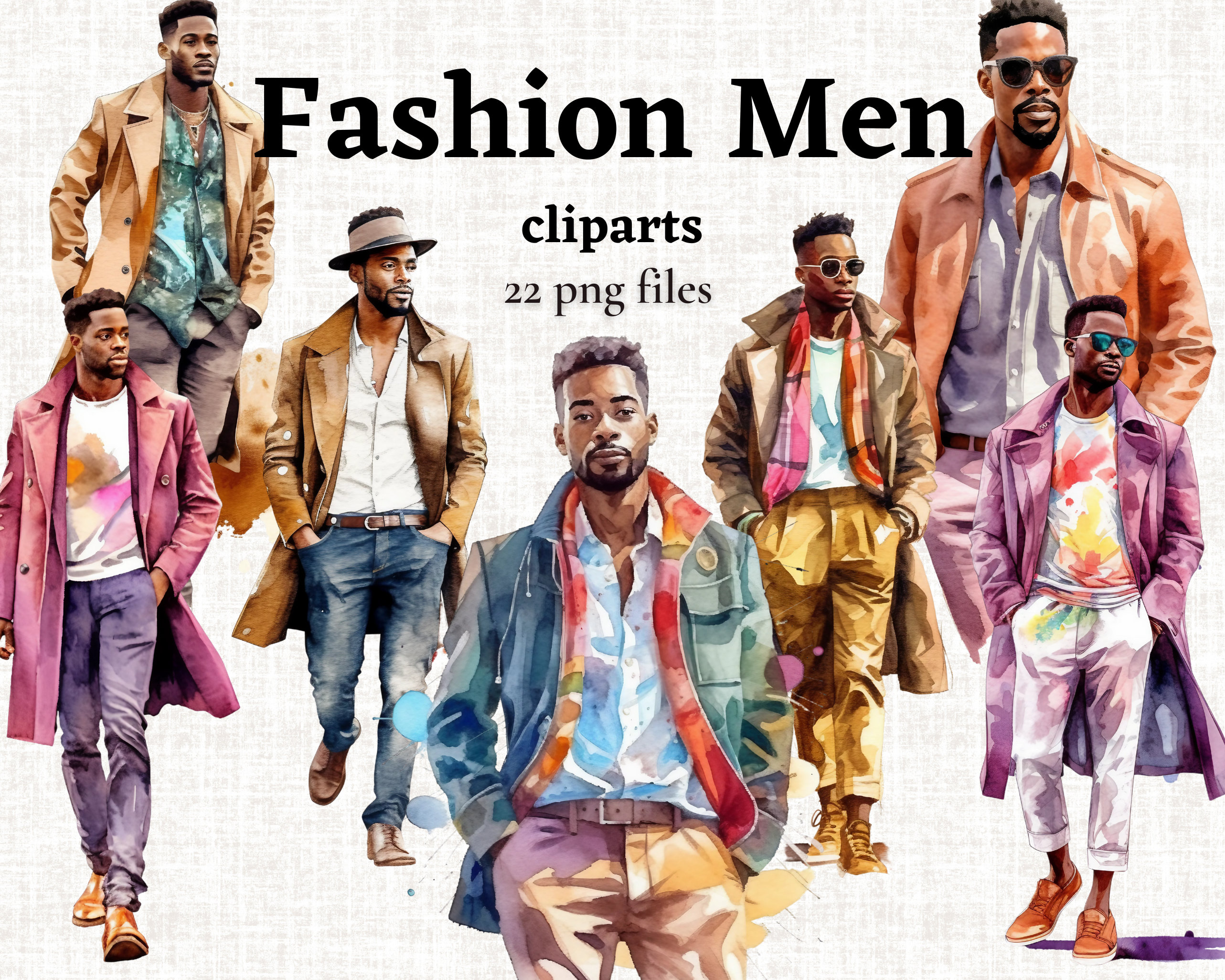 Handsome Men Clipart Fashion Men Clipart African American - Etsy UK