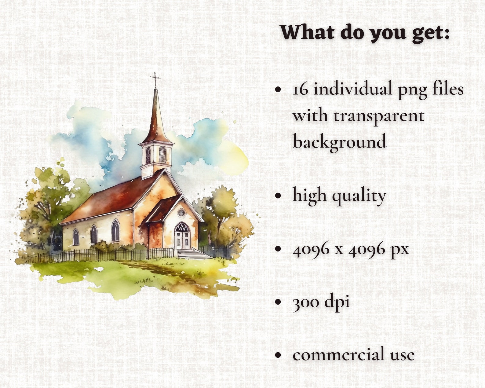 Countryside Church Clipart Church Clipart Bundle Catolic - Etsy