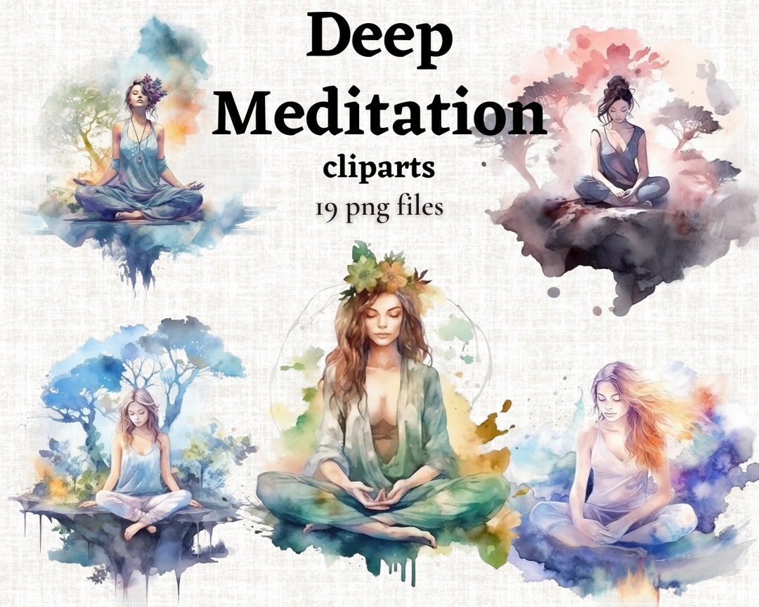 Meditation Clipart Bundle, Deep Meditation Graphics, Meditation and ...