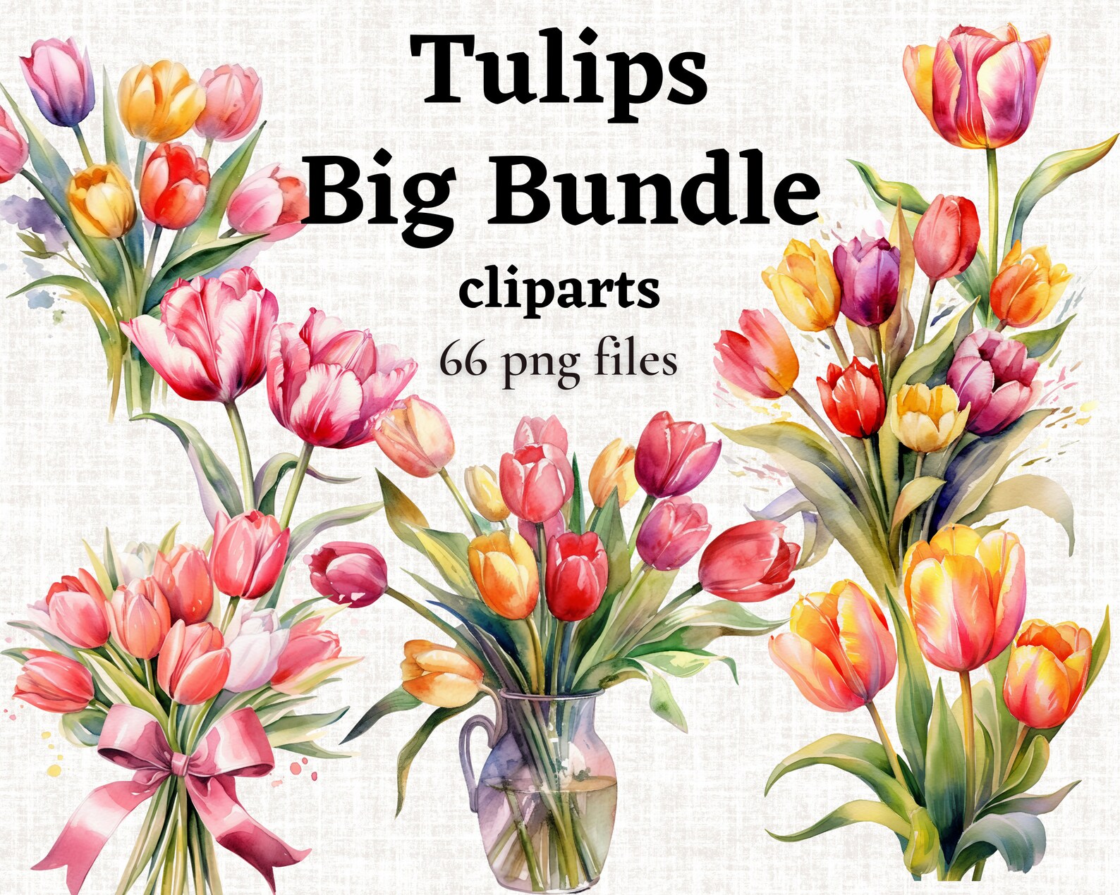 Tulip Clipart Watercolor Tulips PNG Floral PNG Summer - Etsy