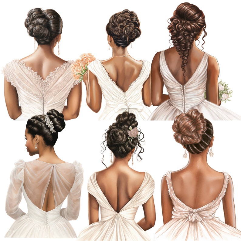 Black Bride Clipart, African American Bride, Wedding Clipart, Wedding ...