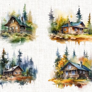 Log Cabin Bundle, Cabin in the Woods Clipart, Forest House PNG, Cabin ...