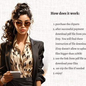 Lady Boss Clipart Bundle, Animal Print Fashion PNG, Fashion Girl ...