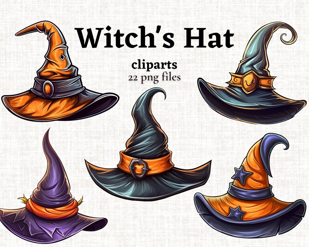 Witch Hat Clipart Bundle, Witch's Hat PNG, Witches Hat Clipart, Magic ...