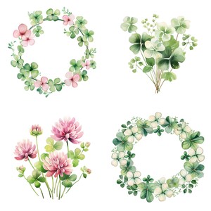 Watercolor Clover Clipart St. Patrick's Day PNG Bundle Saint Patricks ...