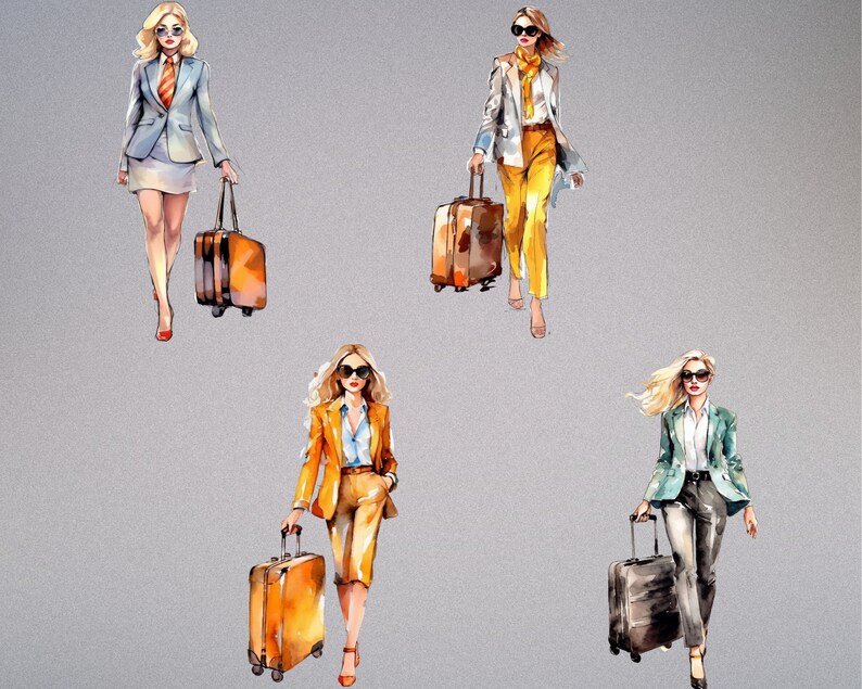 Lady Boss on Travel Clipart Watercolor Business Travel Boss - Etsy