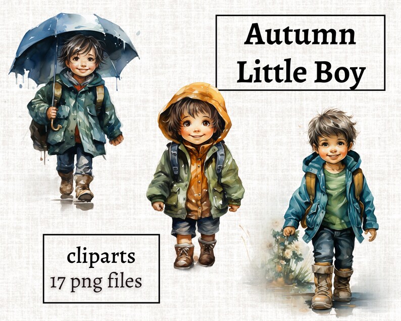 Cute Little Boy Clipart Bundle Autumn Boy Cliparts Boy in - Etsy