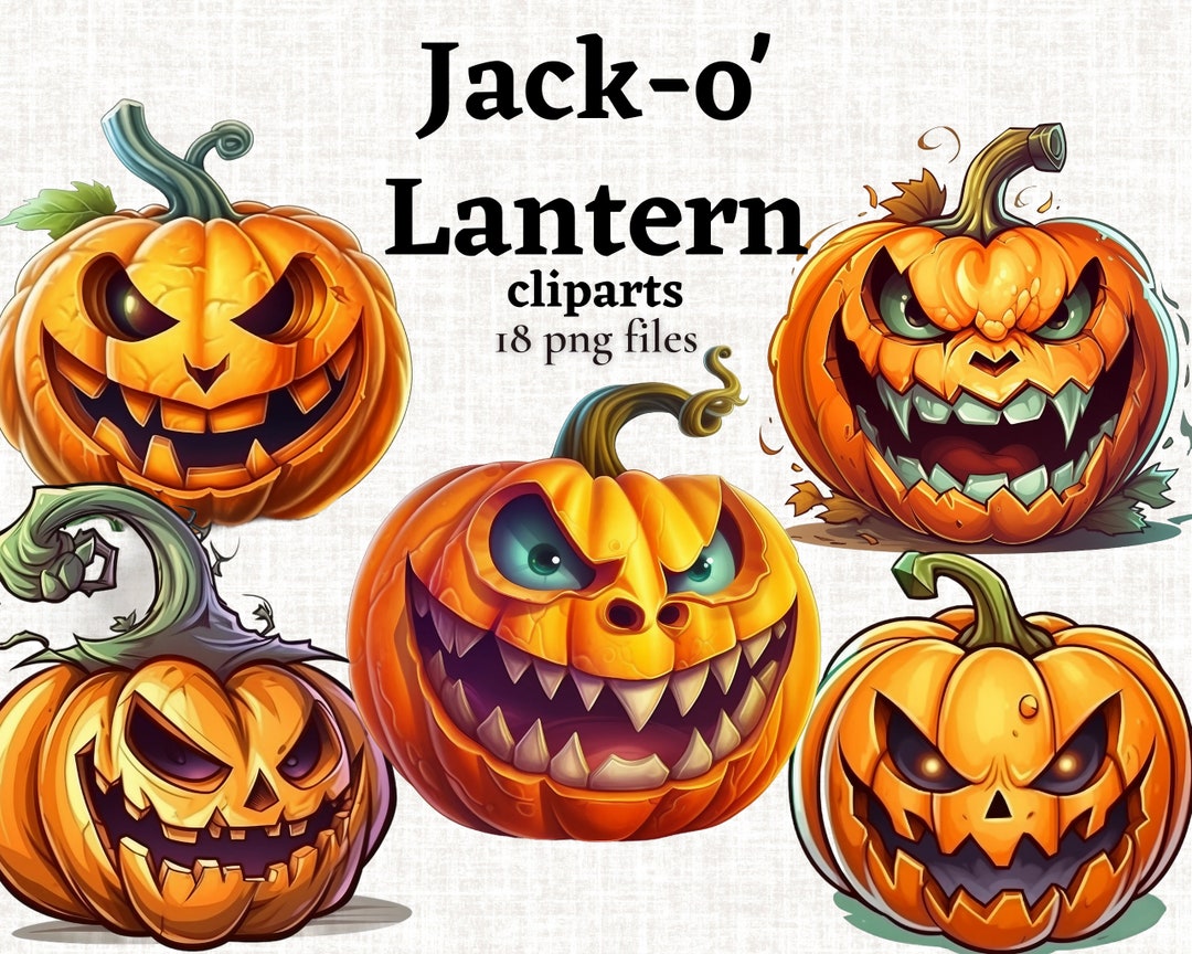 Halloween Pumpkin Clipart, Jack-o Lantern Clipart Bundle, Spooky ...
