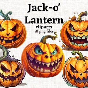 Halloween Pumpkin Clipart, Jack-o Lantern Clipart Bundle, Spooky ...
