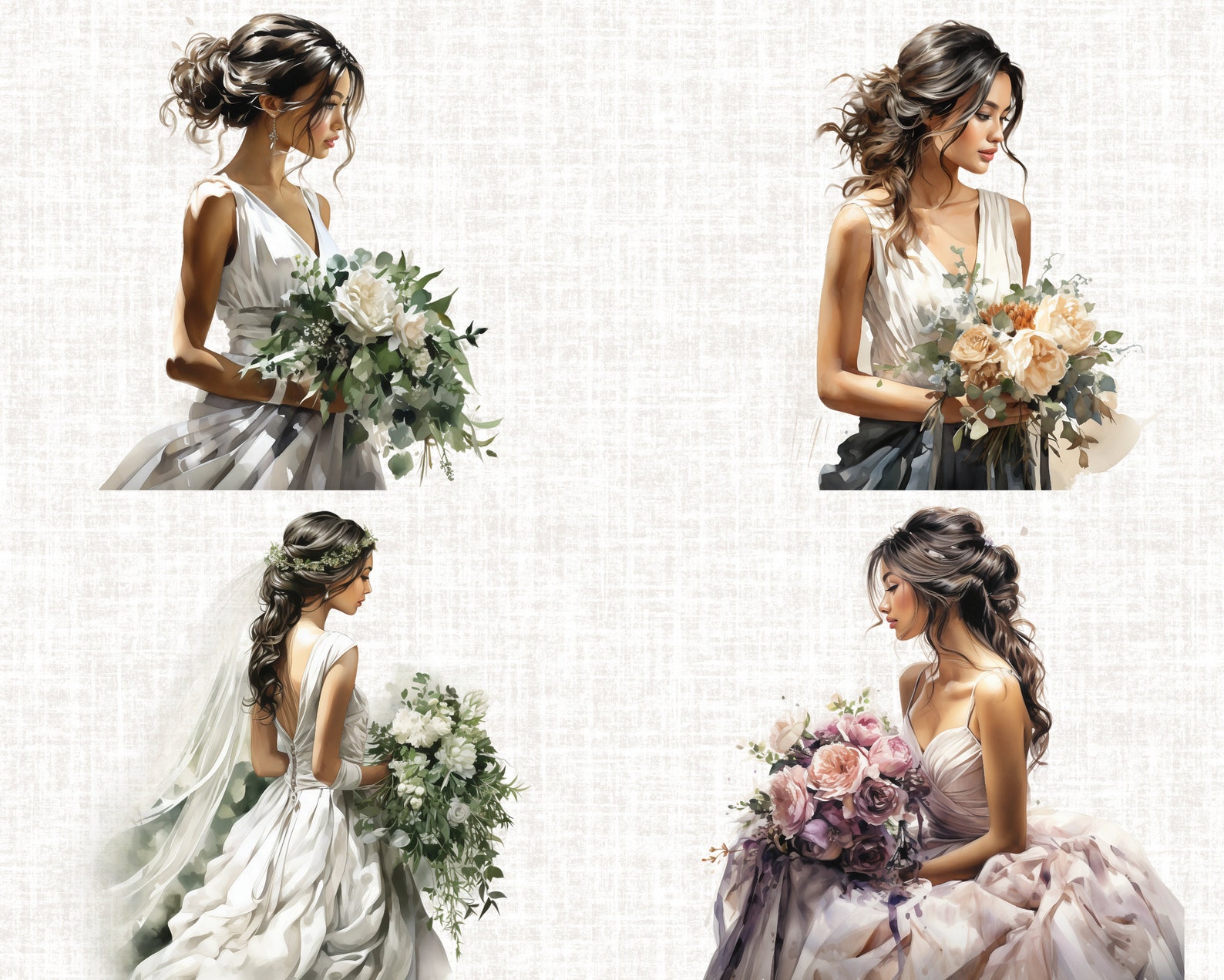Wedding Clipart Bundle Bride Clipart Set Watercolor Bride - Etsy