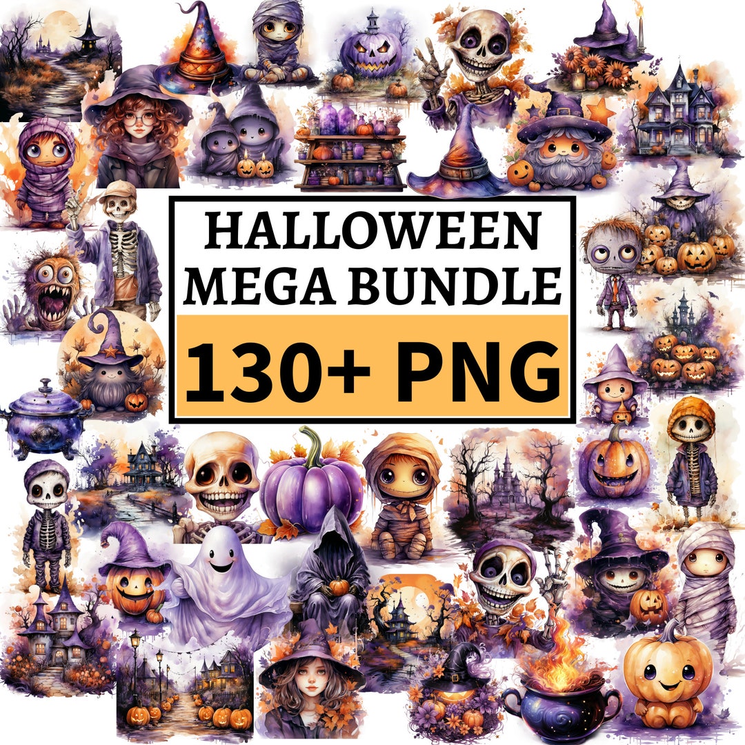 MEGA HALLOWEEN BUNDLE, 130+ Halloween Designs, Purple Halloween ...