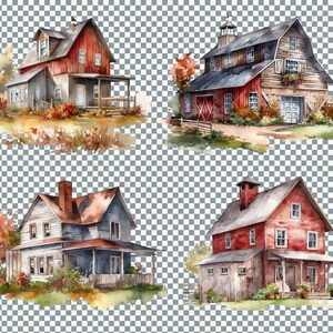 Rustic Farm House Clipart Watercolor Farmhouse PNG Farm Barn - Etsy