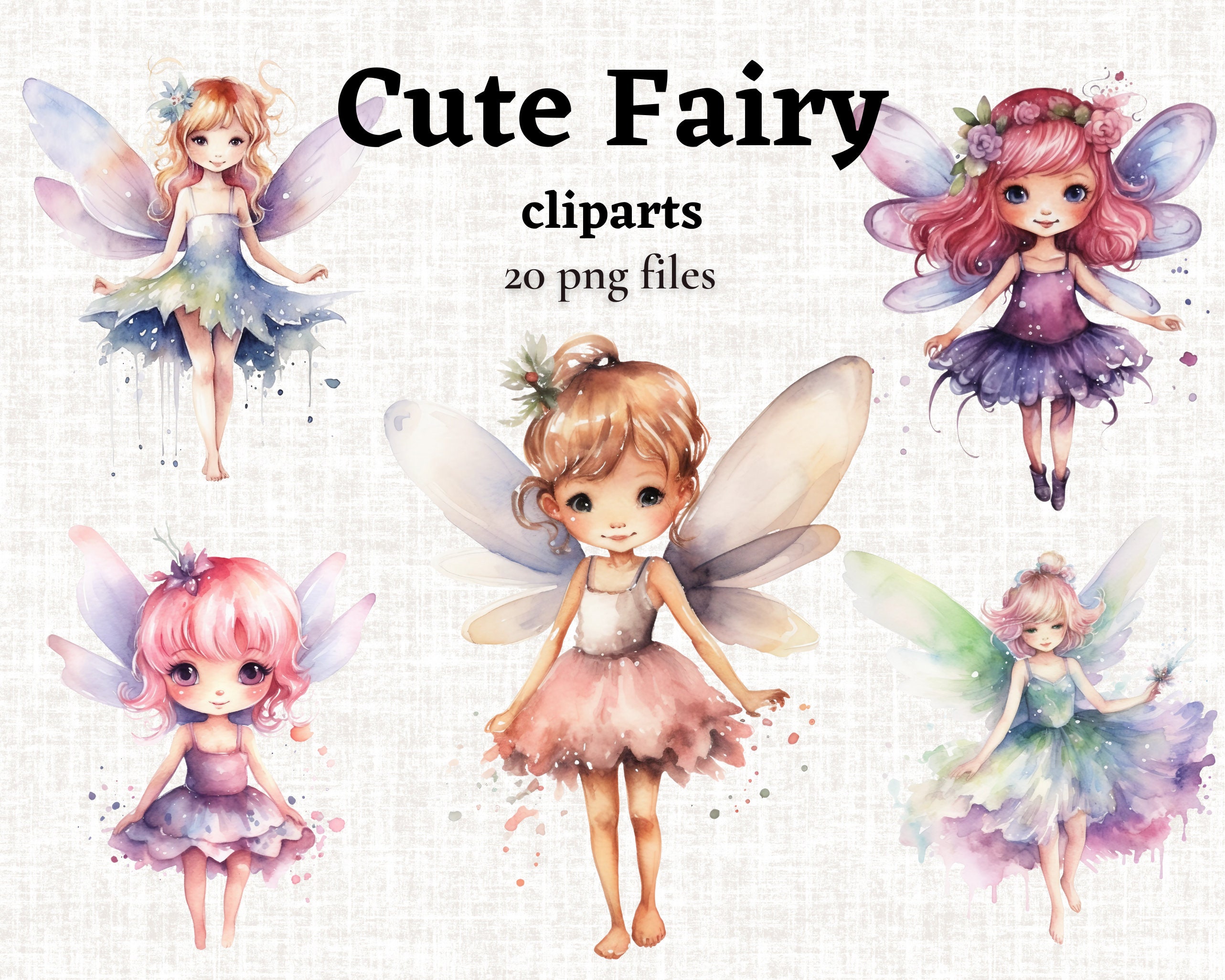 Cute Fairy Clipart Cute Pastel Fairy Clipart Watercolor - Etsy Australia