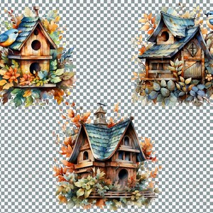 Birdhouse Clipart Bundle, Watercolor Bird Houses PNG, Digital Download ...