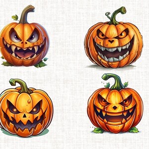 Halloween Pumpkin Clipart, Jack-o Lantern Clipart Bundle, Spooky ...