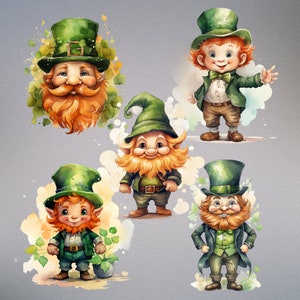 Cute Leprechaun Clipart St. Patrick's Day PNG Bundle Saint Patricks ...
