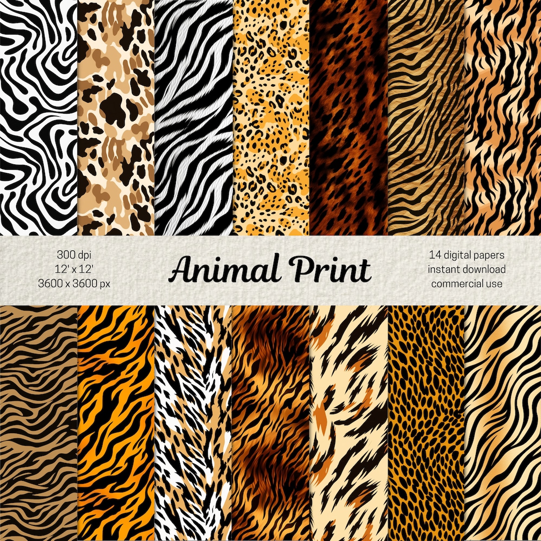Animal Print Digital Paper Bundle, Animal Seamless Pattern, Animal ...