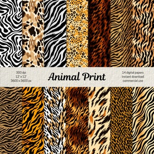 Animal Print Digital Paper Bundle, Animal Seamless Pattern, Animal ...