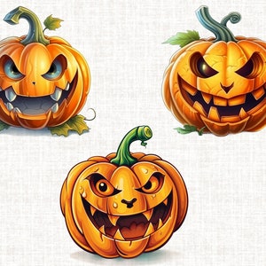 Halloween Pumpkin Clipart, Jack-o Lantern Clipart Bundle, Spooky ...