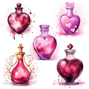 Love Potion Clipart Bundle Watercolor Valentines Day Clipart Valentine ...