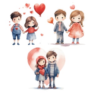 Valentine Kids Clipart Bundle Cute Children Love Graphics Be My ...
