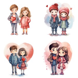 Valentine Kids Clipart Bundle Cute Children Love Graphics Be My ...