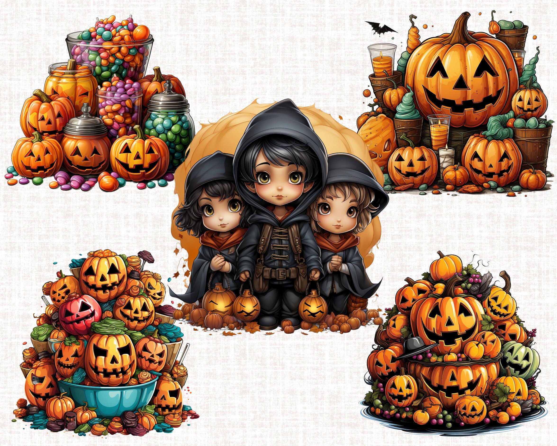 Trick or Treat Clipart Halloween Clipart Bundle Halloween - Etsy