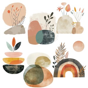 Boho Clipart Bundle Bohemian Elements Illustration PNG Abstract Boho ...