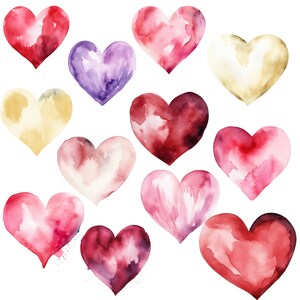 Watercolor Heart Clipart Bundle, Valentines Heart PNG Bundle ...