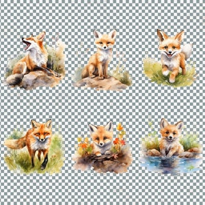 Watercolor Foxes Clipart Bundle Woodland Animals Graphics Forest Animal ...
