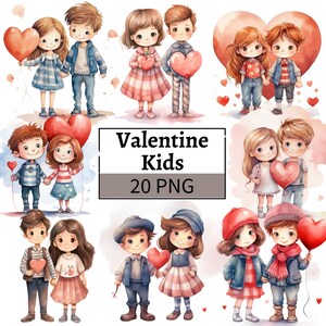 Valentine Kids Clipart Bundle Cute Children Love Graphics Be My ...