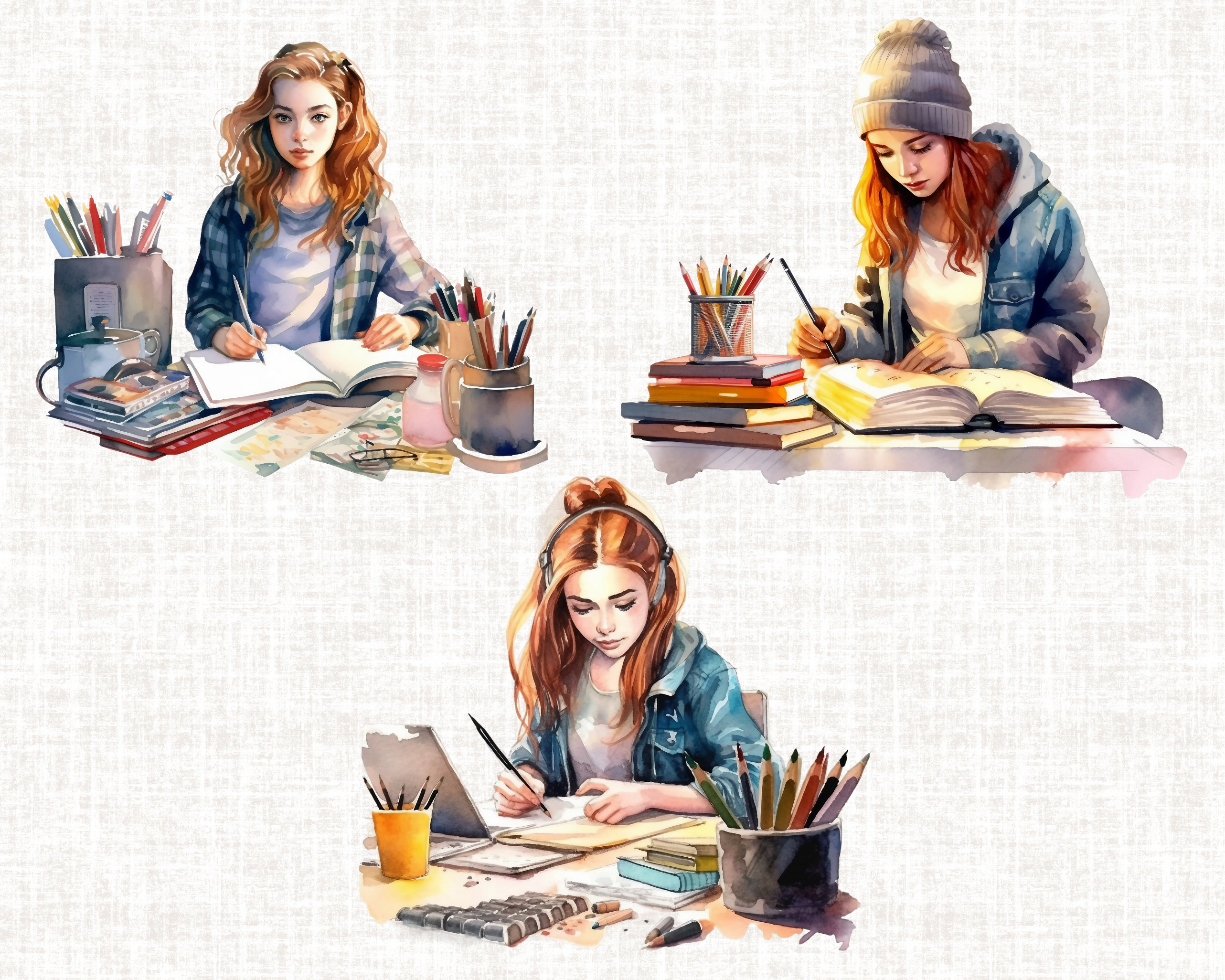 Study Time Clipart Studying Girl PNG Teenage Girl Clipart - Etsy UK