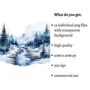 Winter Wonderland Clipart Bundle, Watercolor Winter Background, Winter ...