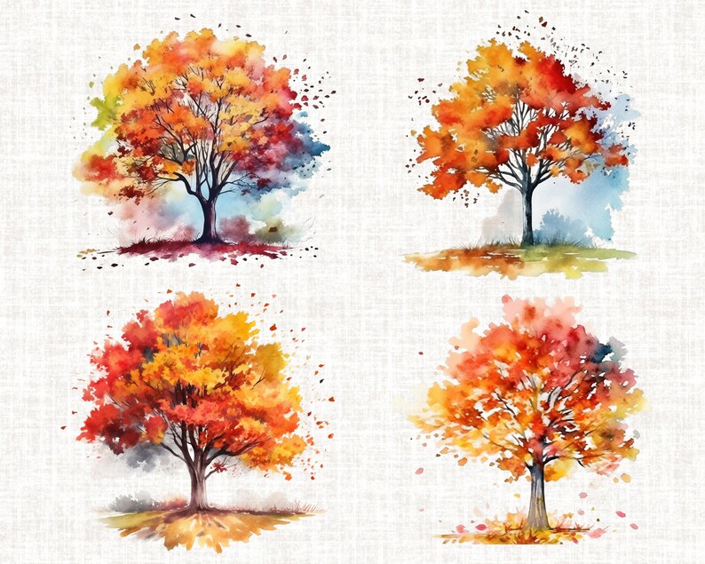 Autumn Tree Clipart Fall Trees Clipart Realistic Tree - Etsy