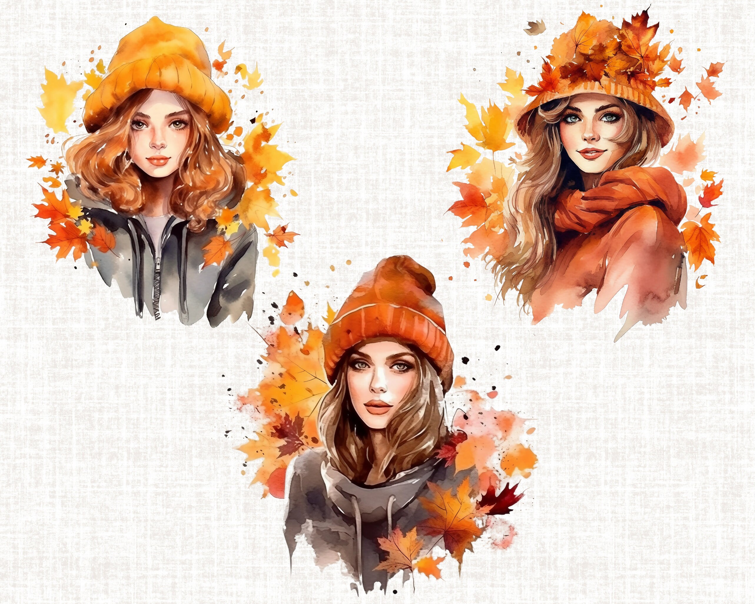 Autumn Girl Clipart Watercolor Fall Clipart Autumn Clipart - Etsy
