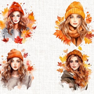 Autumn Girl Clipart, Watercolor Fall Clipart, Autumn Clipart PNG ...