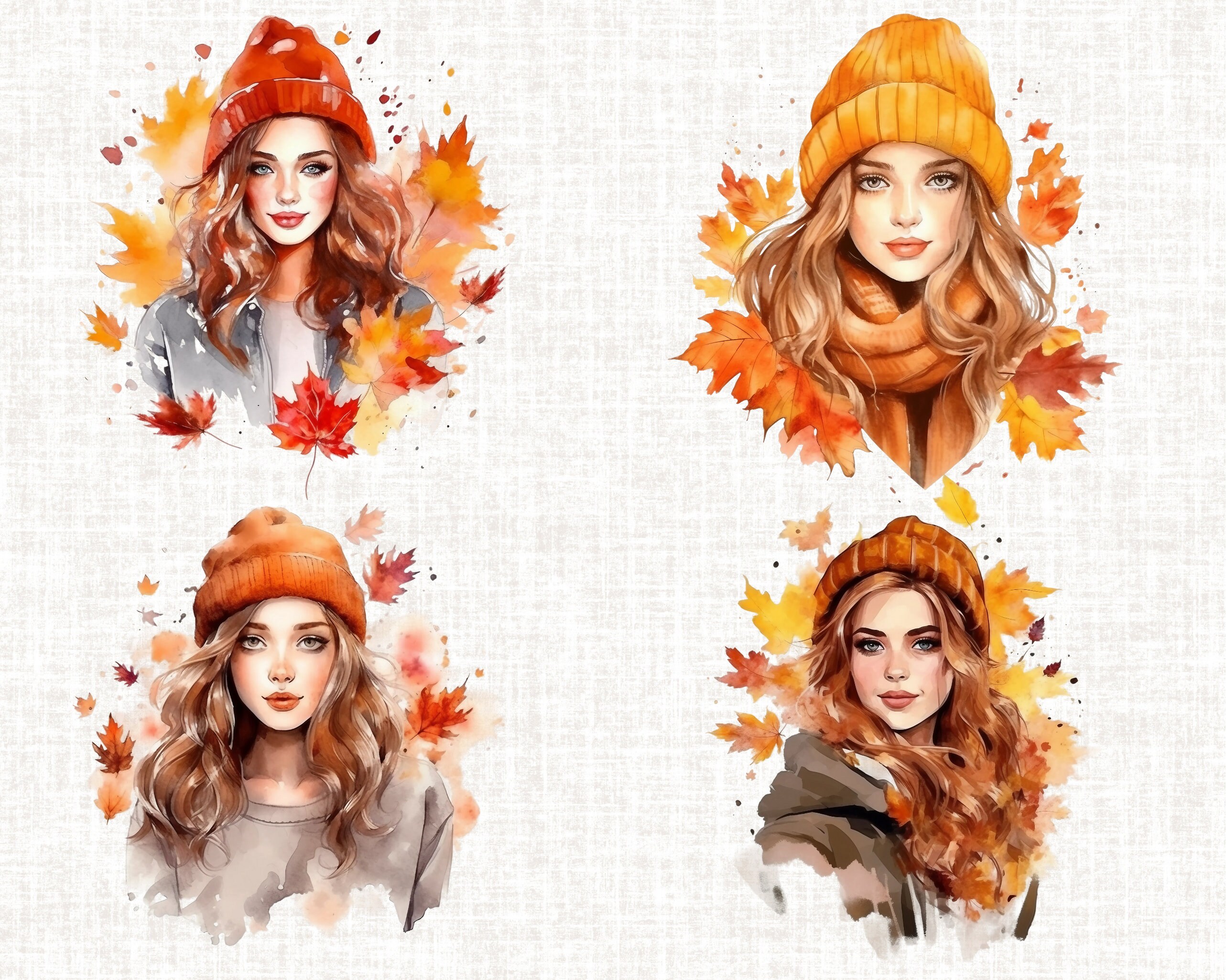 Autumn Girl Clipart Watercolor Fall Clipart Autumn Clipart - Etsy