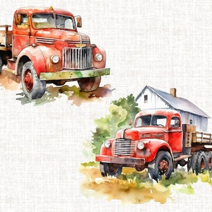 Farmer Truck Clipart, Farm Truck Clipart Bundle, Old-school Farm Truck ...