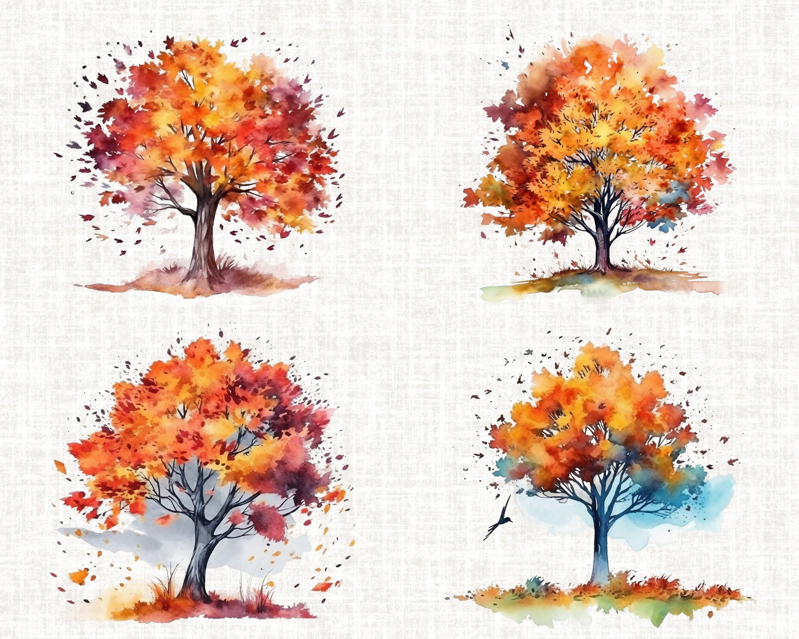 Autumn Tree Clipart Fall Trees Clipart Realistic Tree - Etsy