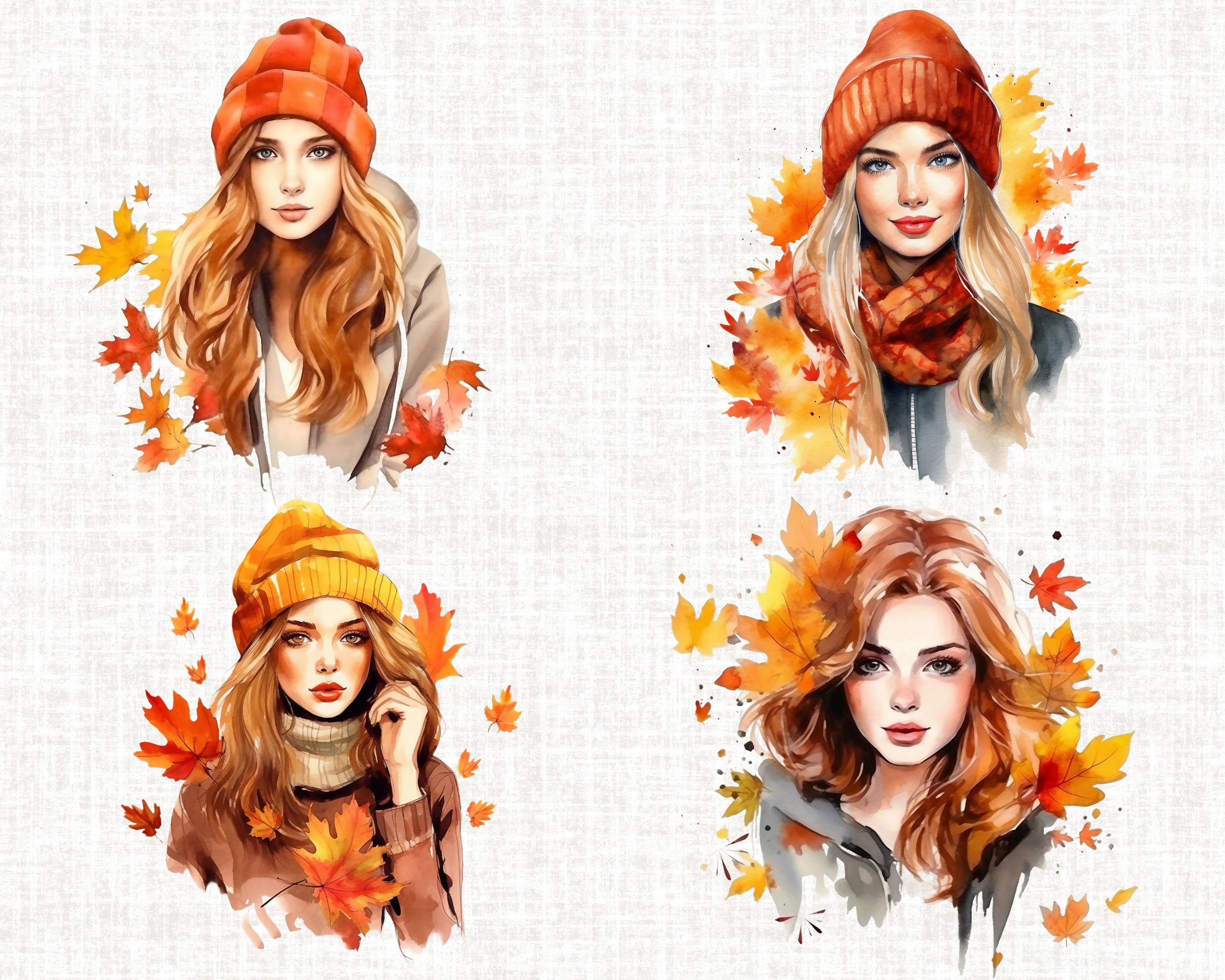 Autumn Girl Clipart Watercolor Fall Clipart Autumn Clipart - Etsy
