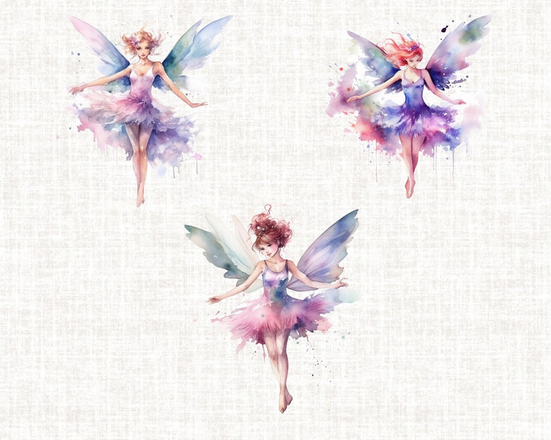 Cute Fairy Clipart Pink Fairy Clipart Watercolor Fantasy - Etsy
