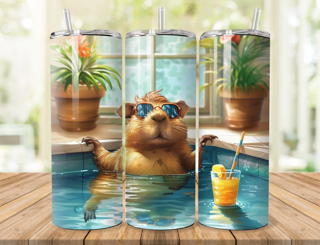 Capybara Tumbler Wrap, Funny Capybara Tumbler Design 3d Sublimation ...