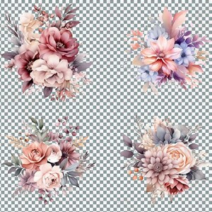 Pastel Flowers PNG, Watercolor Floral Clipart, Delicate Bouquets ...