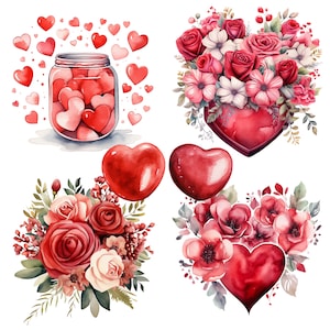 Watercolor Valentines Day Clipart Bundle, Valentine Clipart, Valentine ...