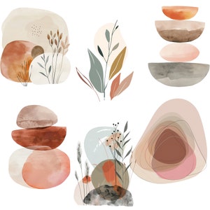 Boho Clipart Bundle Bohemian Elements Illustration PNG Abstract Boho ...