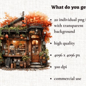 Watercolor Storefront Clipart Bundle, Cozy Autumn Clipart, Autumn Shop ...