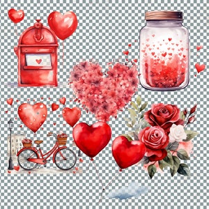 Watercolor Valentines Day Clipart Bundle, Valentine Clipart, Valentine ...
