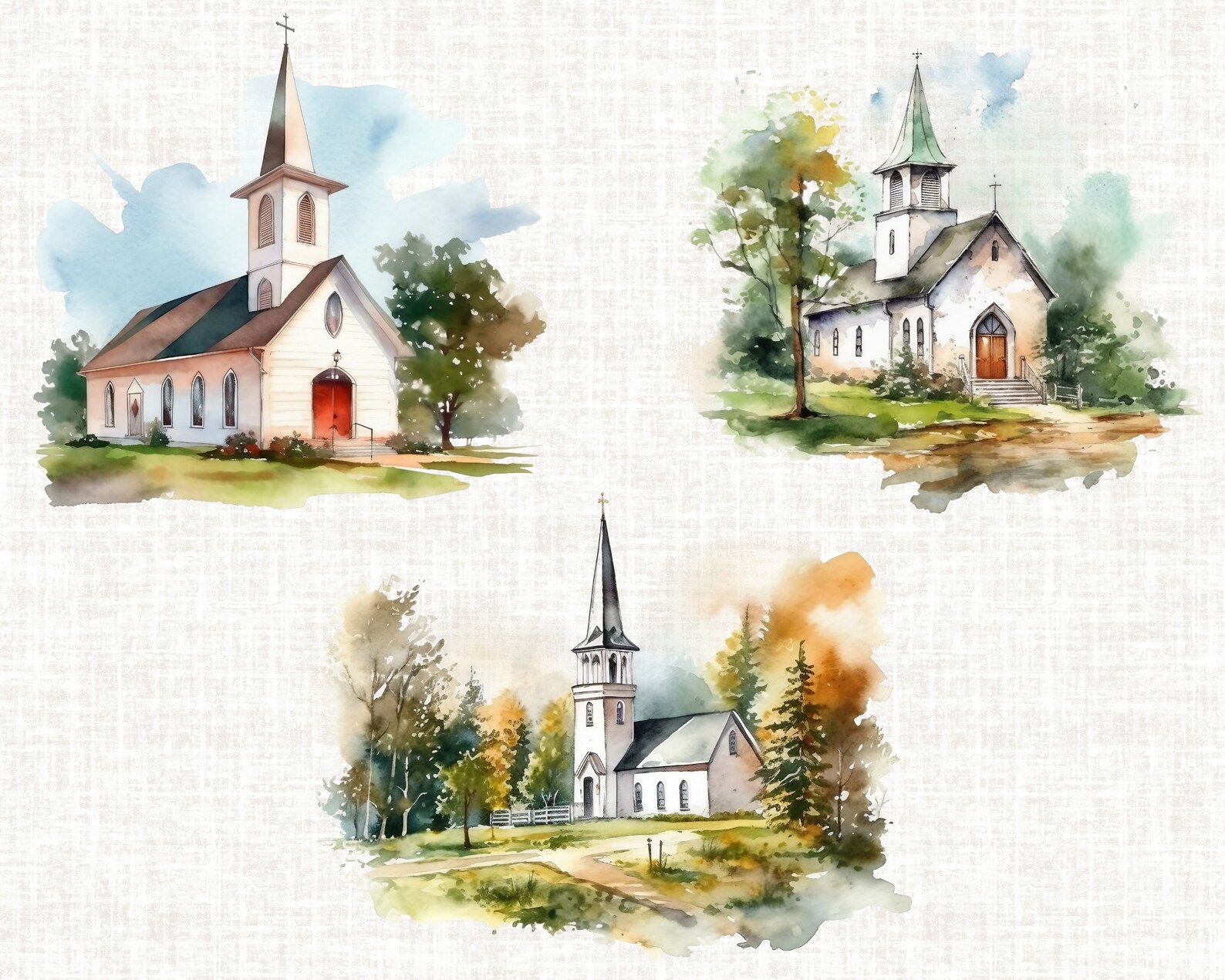 Countryside Church Clipart Church Clipart Bundle Catolic - Etsy
