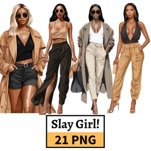 Slay Girl Clipart, 2020s Girl Illustration, Fashion Ladies PNG, African ...